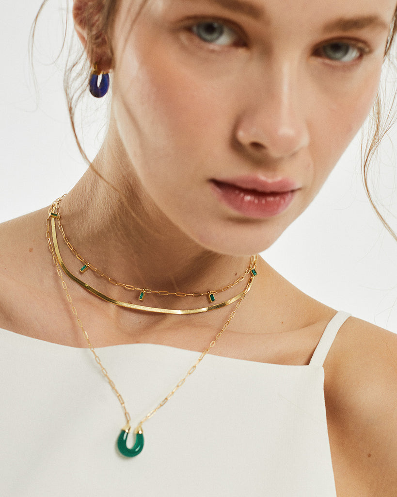 Isla Necklace in Silver and Color Stones for Woman - Mesh Jewellery