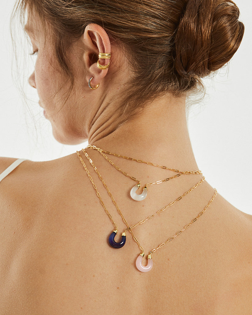 Isla Necklace in Silver and Color Stones for Woman - Mesh Jewellery