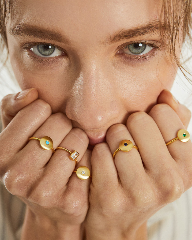 Mykos ring in gold-plated sterling silver - Mesh Jewellery