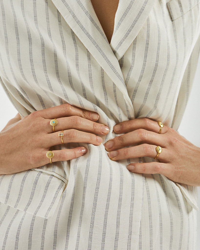 Mykos ring in gold-plated sterling silver - Mesh Jewellery