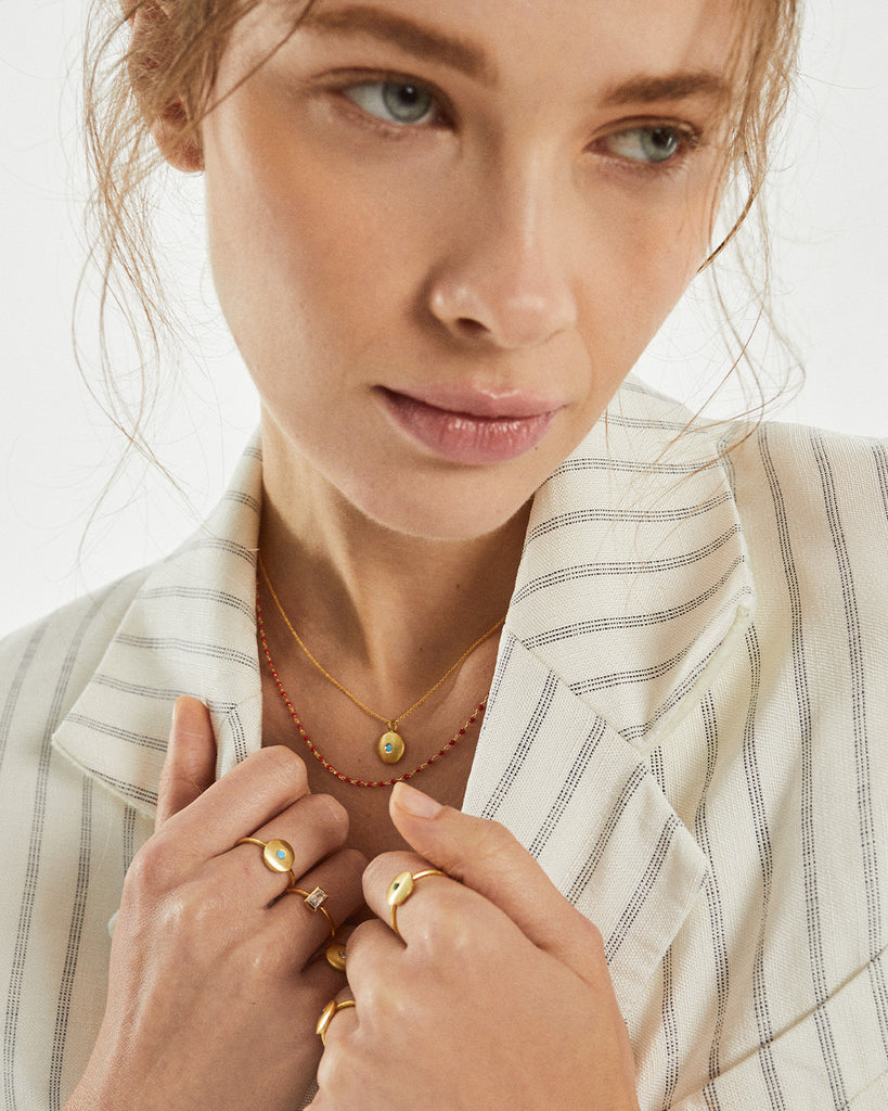 Mykos ring in gold-plated sterling silver - Mesh Jewellery