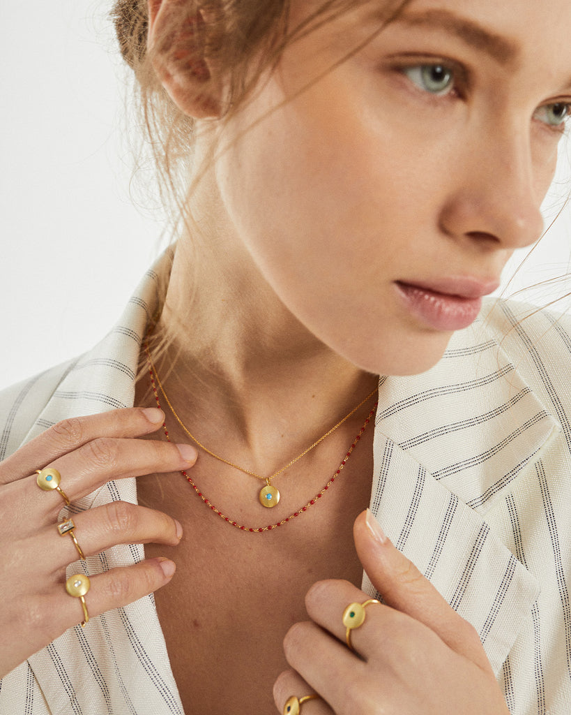 Mykos ring in gold-plated sterling silver - Mesh Jewellery